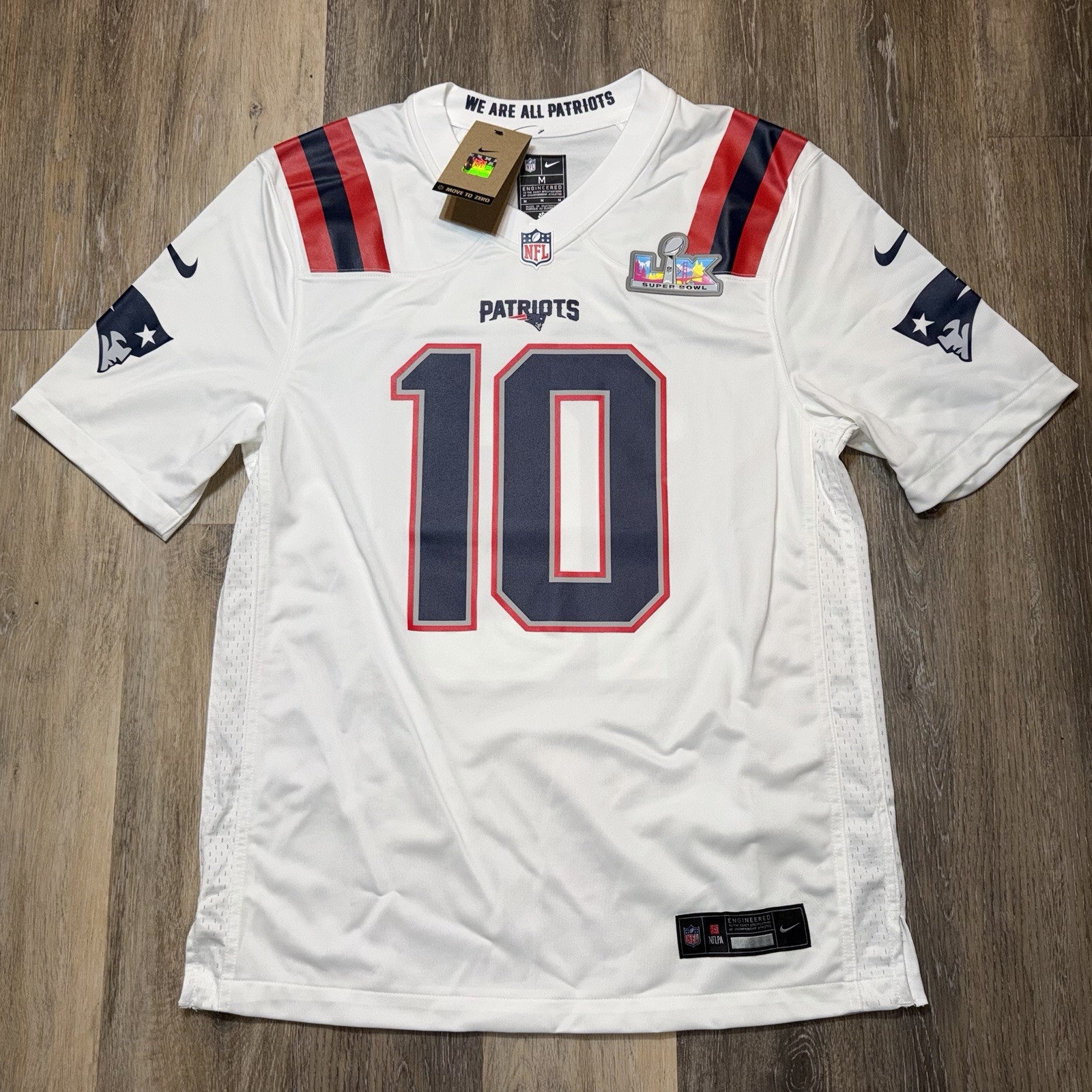 Nike Drake Maye Super Bowl 60 LX Patch Game Jersey New England Patriots ...