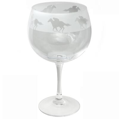 Gin Glass Decorated Racehorse Copa Balloon Glassware Animal Sandblast ...