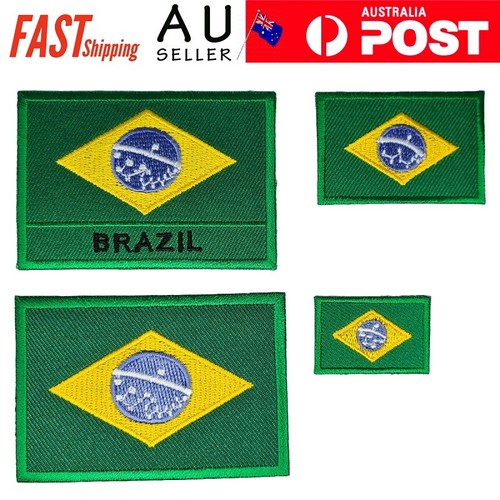Flag of Brazil Iron on Patch Brazilian Green Brasília Nation Emblem ...