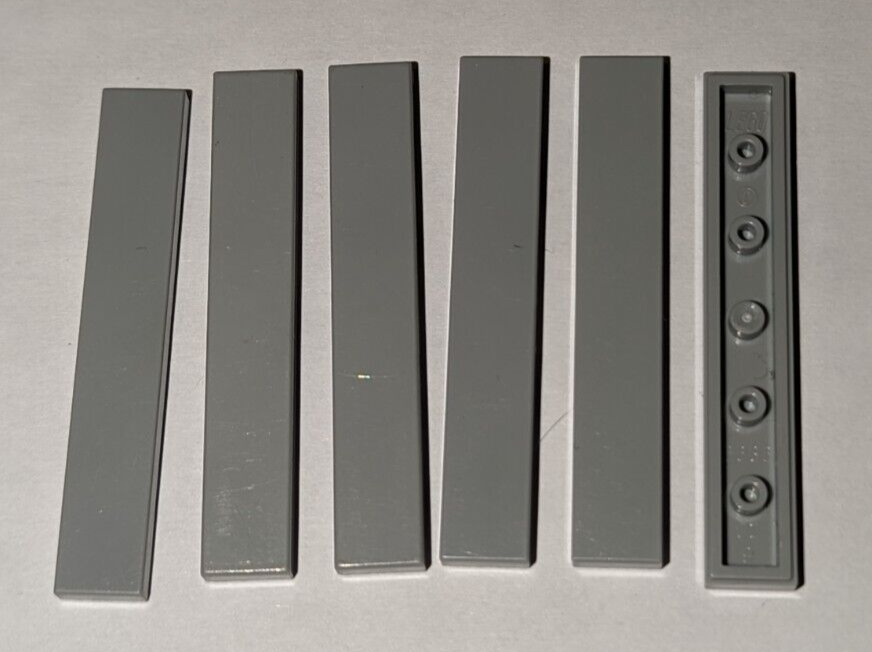 LEGO lot of 6 Light Bluish Gray Tile 1 x 6 Pieces Part # 6636 Finishing ...