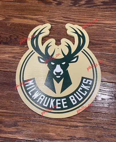NBA Milwaukee Bucks Team Logo Wood Sign Wall Decor Handmade Quality 17 ...