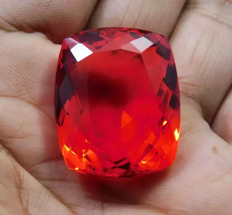 Mexican Fire Opal Red Orange Cushion Cut Natural 128.90 Ct A+ Certified ...