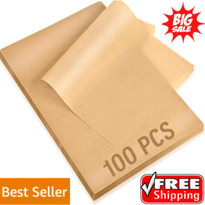 100Pcs Parchment Paper Sheets, 9X13 in Unbleached Parchment Paper for ...