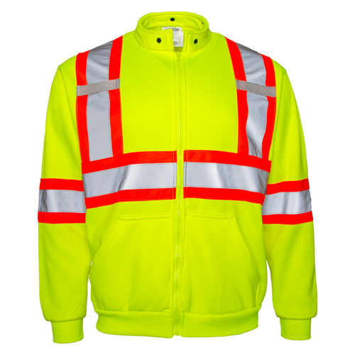 Men's High Visibility Safety Sweater Two Tone Lime / Yellow with X on ...