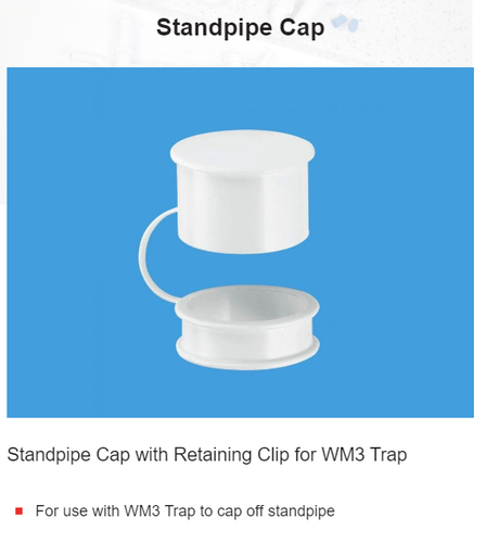 Cap for McAlpine Wm3 Washing Machine Upstand 40mm Trap - Blank Plug Wm3 ...
