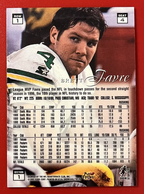 1997 Flair Showcase - Row 1 #4 Brett Favre for sale online | eBay