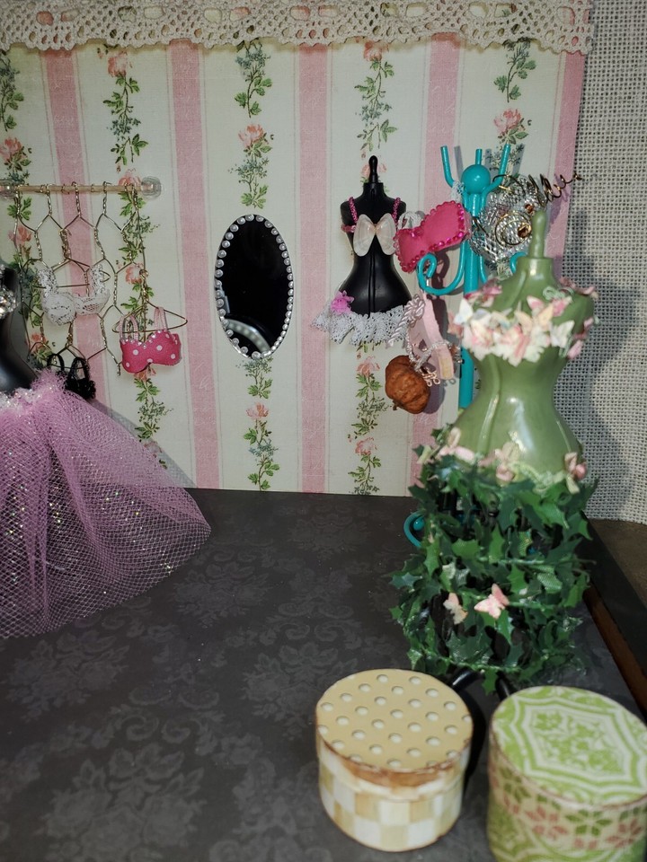Miniature Dollhouse Room Box 1 in scale Artisan Bra Closet | eBay