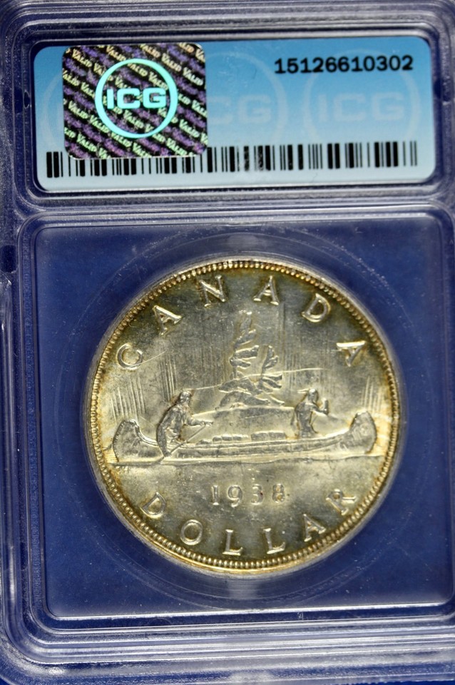 1938 - ICG MS60 GEORGIVS VI D:G:REX ET IND:IMP CANADA Dollar!!! #B11734 ...