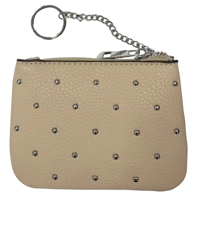 Women Studded PU Leather Zip Coin Purse with Keychain ZL-2410 Small ...
