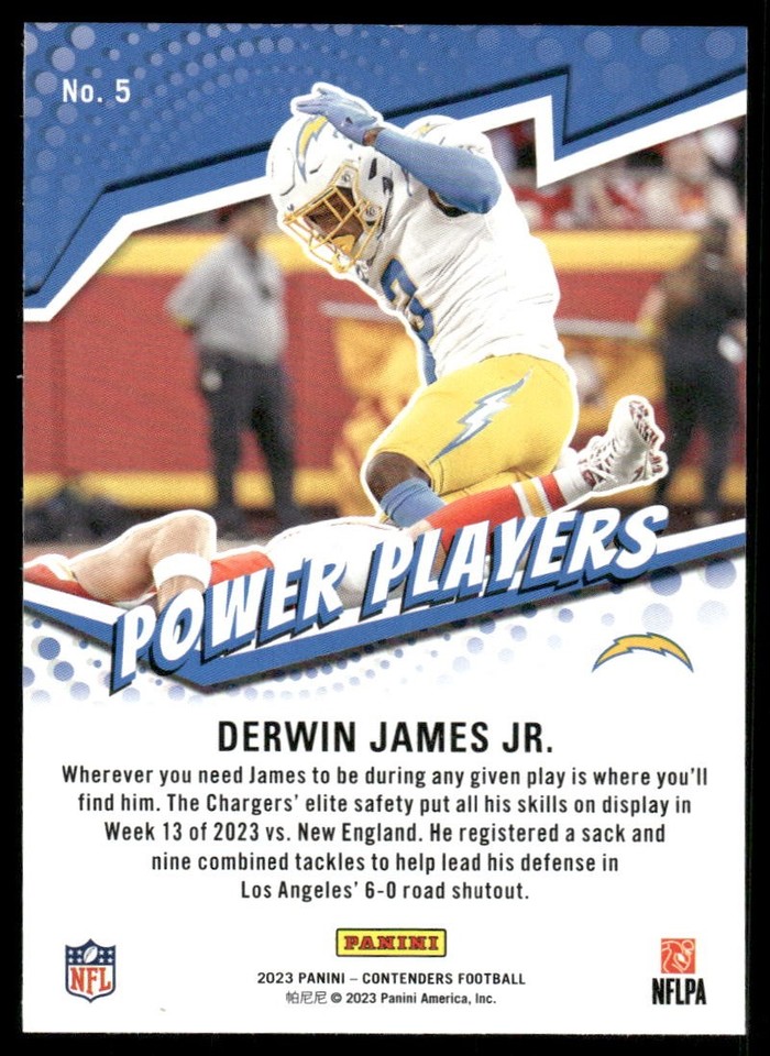 2023 Panini Contenders #5 Derwin James Jr. Power Players Silver | eBay