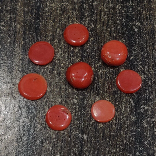 Red Coral Round Flat Back Cabochon--Gemstone-100%Natural Italian Coral ...