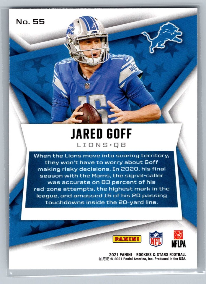 2021 Panini Rookies & Stars Football #55 Jared Goff Detroit Lions | eBay