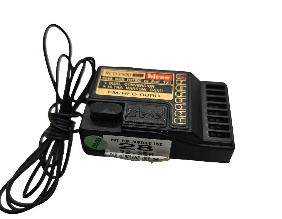 HiTec RCD 3500 HFD-08RD 72MHz RECIEVER 8ch Futaba Fm channel 28 72.350 ...