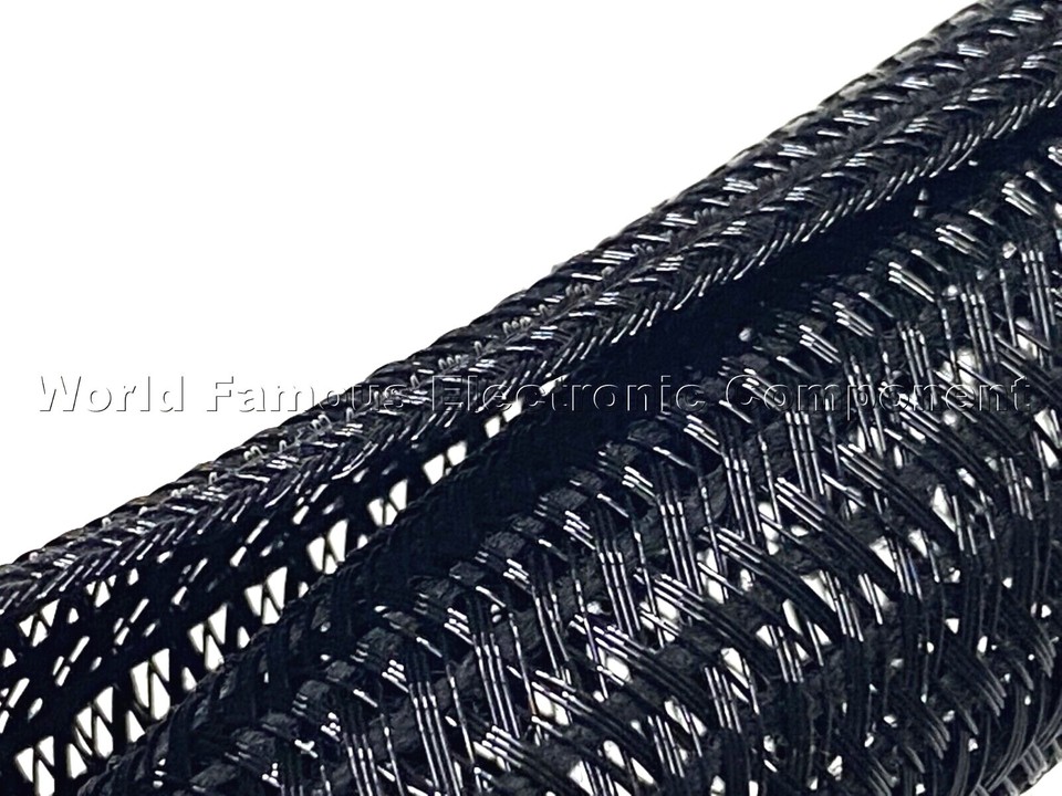 F6N0.25BK 1/4" Black Split Braided Cable Sleeving , Split Loom , Wrap ...