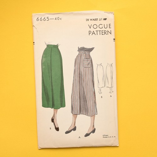 Vintage 1940s Vogue Easy to Make Skirt Sewing Pattern - 6665 - Waist 28 ...