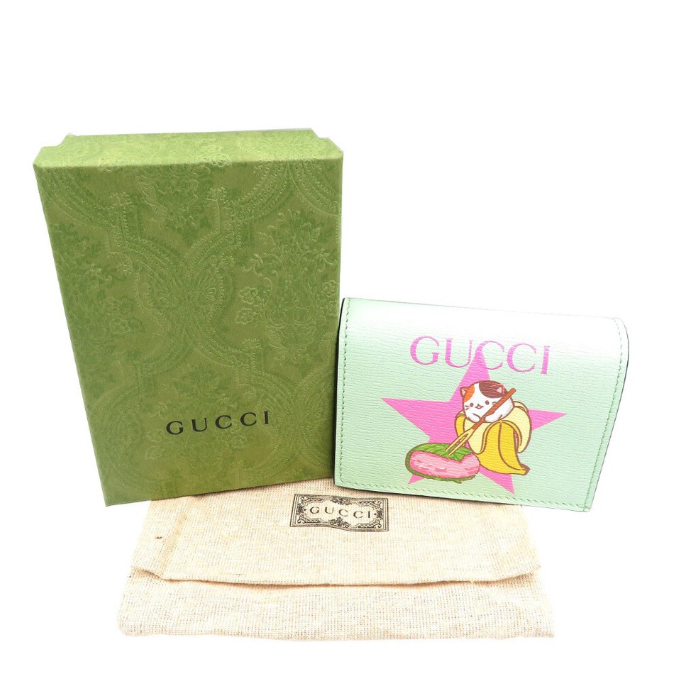Gucci Bananya Sakuramochi 701009 Leather Gold Metal Fittings Emerald ...