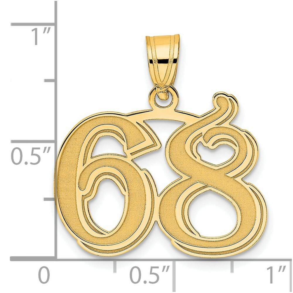 14K Yellow Gold Polished Etched Number 68 Pendant | eBay