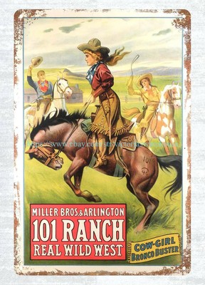 101 Ranch Real Wild West Poster cowgirl metal tin sign dorm room art ...