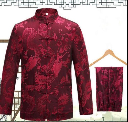Men Dragon Traditional Chinese Tang Suit Coat clothing Kung Fu Tai Chi ...