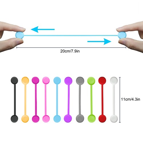 20Pcs Multi-Color Silicone Clips Reusable Magnetic Cable Ties | eBay UK