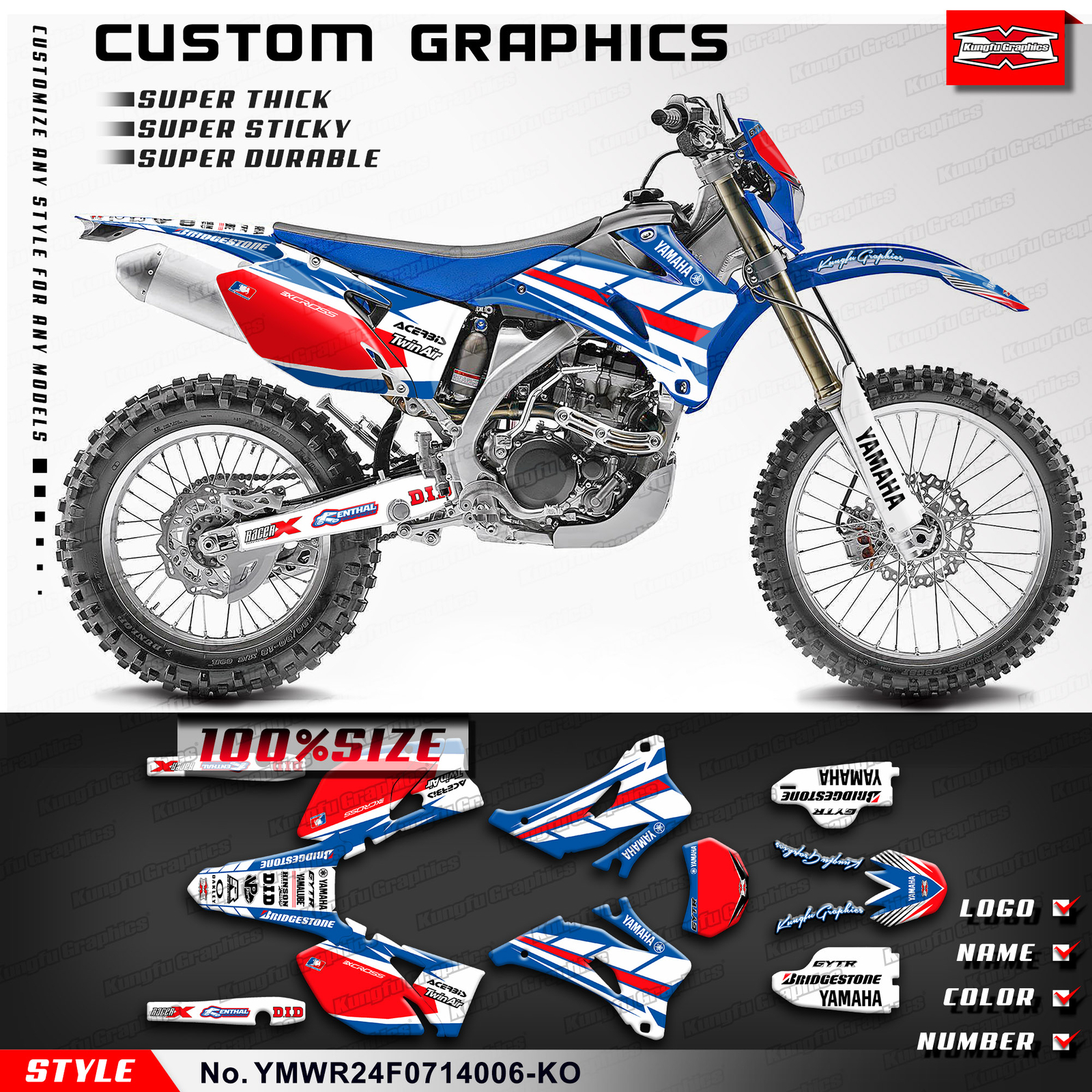 Motocross Full Decal Stickers Graphics Kit for Yamaha WR250F WR450F ...