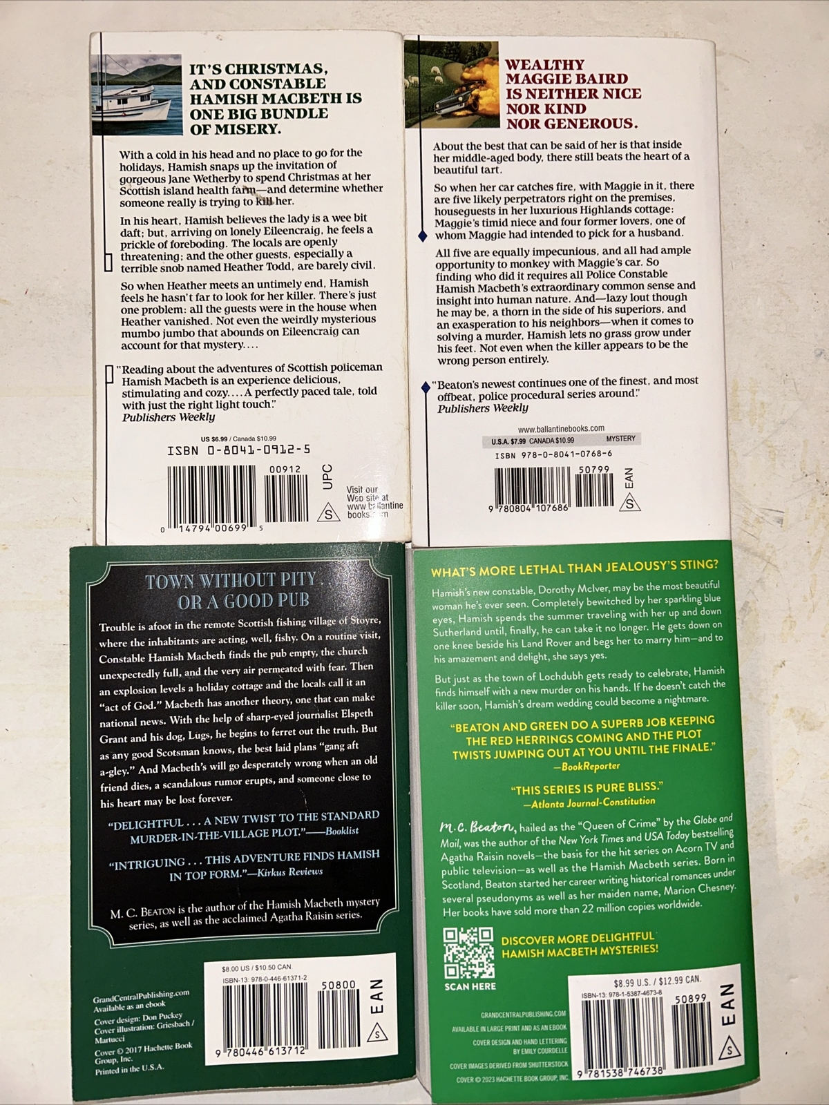 Lot of 4 M.C. Beaton Mystery Paperback Books, Hamish Macbeth Mystery ...
