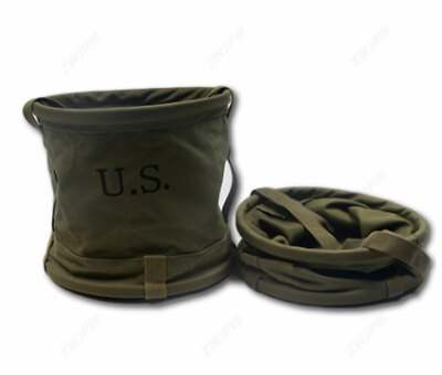 WW2 Army Canvas Water Bucket for Outdoor Fishing Camping Portable ...
