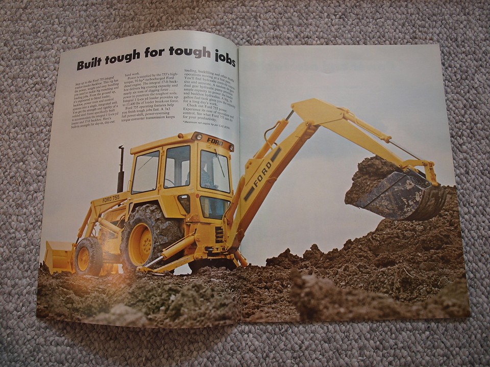 Ford 755 Tractor Loader Backhoe Color Brochure 16 pg. Original MINT '79 ...