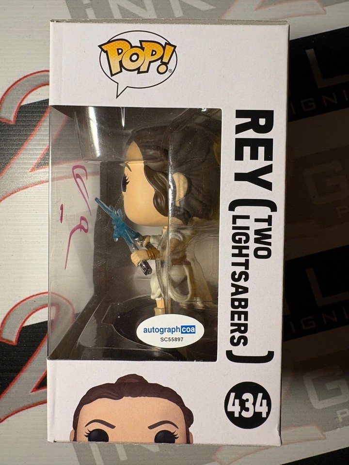 Rey signed Funko Pop! by Daisy Ridley Autograph Star Wars COA Marvel ...