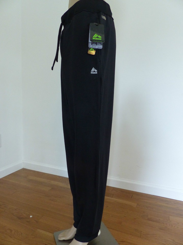 RBX Men Pants SMALL & LARGE BLACK JOGGING Running Athletic X Dri NWT ...