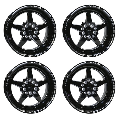 VMS WHEELS BLACK V-STAR 4-PACK 17x8 4X100 4x114.3 FOR VW GOLF JETTA ...