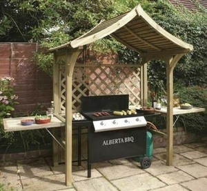 ROWLINSON PARTY ARBOUR BBQ COVER WOOD TRELLIS WOODEN OUTDOOR GARDEN ...