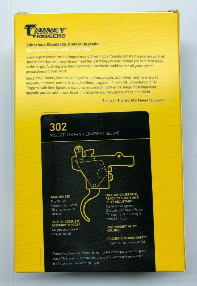 NEW TIMNEY TRIGGER MAUSER 98K, FEATHERWEIGHT DELUXE, ADJUSTABLE 1.5-4LB ...
