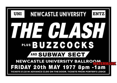 The Clash/The Buzzcocks/Subway Sect Poster Print - A3 - Newcastle 1977 ...