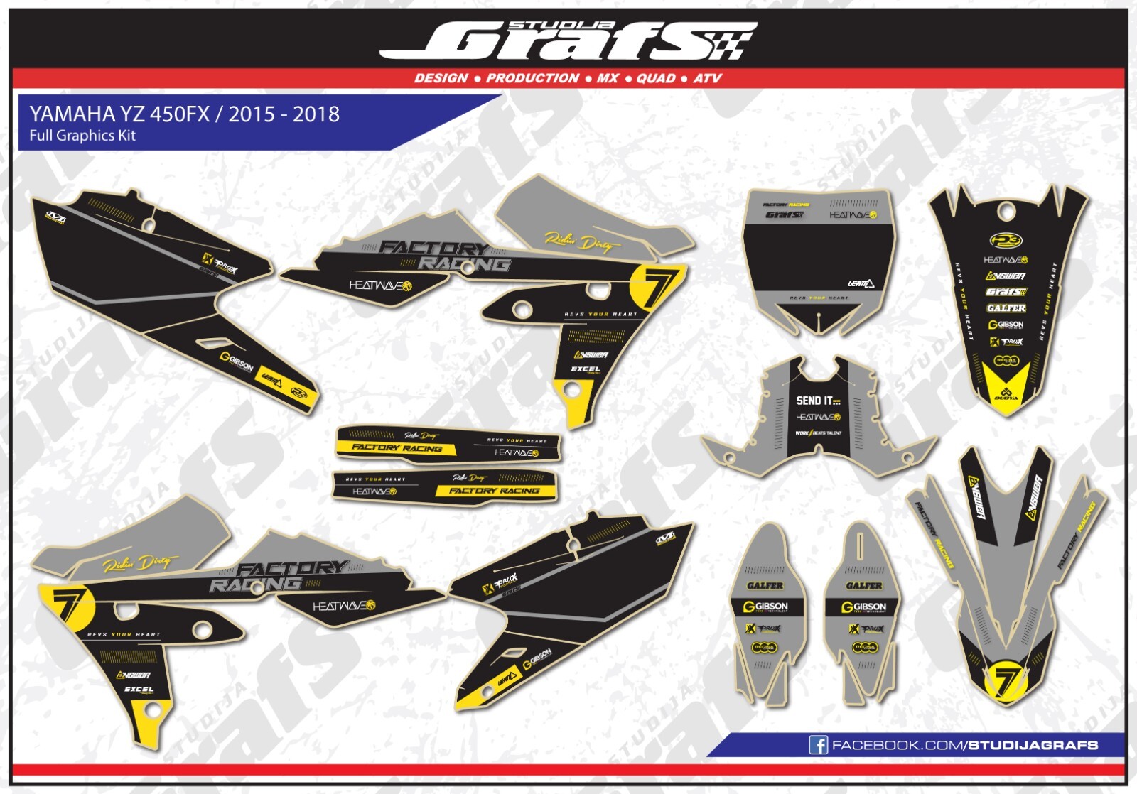 2015 2016 2017 2018 YZ 450FX Graphics Kit YAMAHA YZ450FX YZF 450 FX F X ...