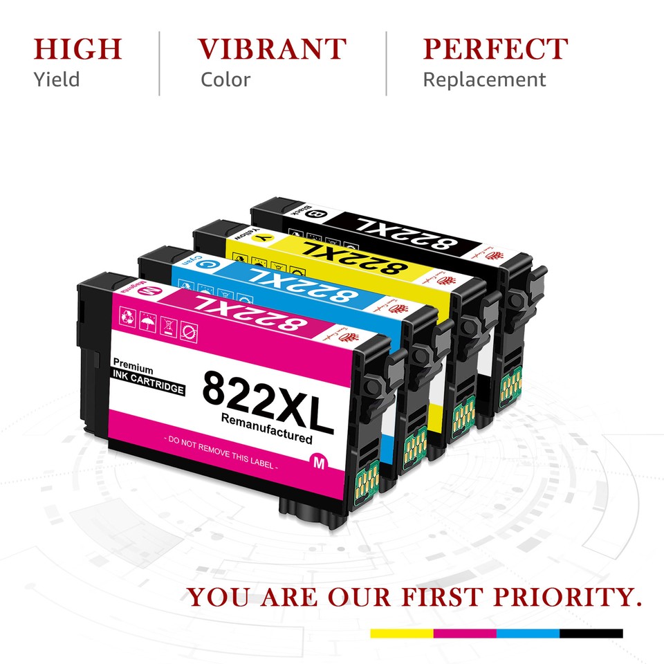 4Pack 822XL T822XL Ink Cartridge For Epson WorkForce Pro WF-3820 WF ...