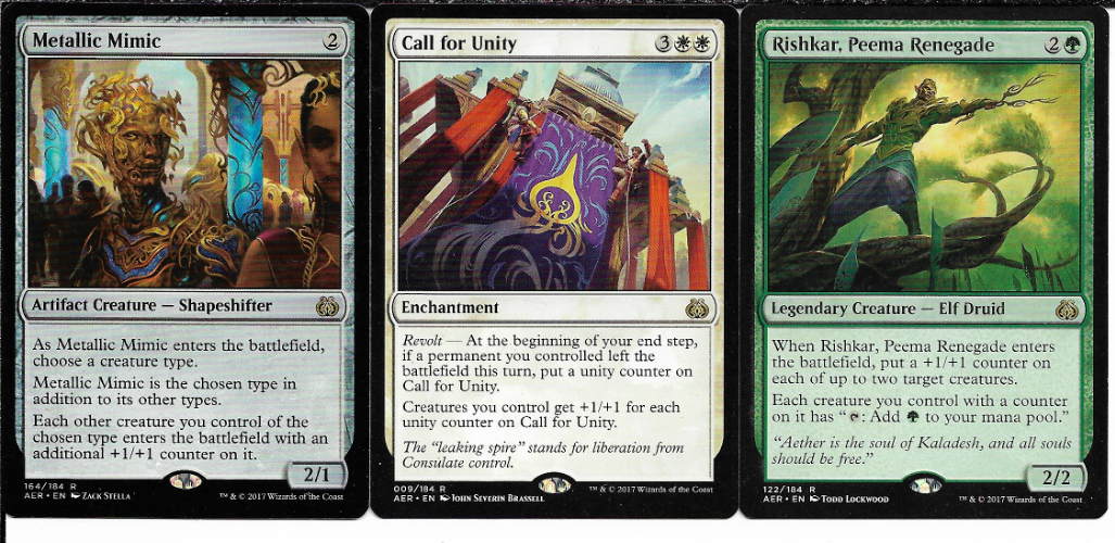 Magic the Gathering Aether Revolt 3 Card Rare Lot with Metallic Mimic ...