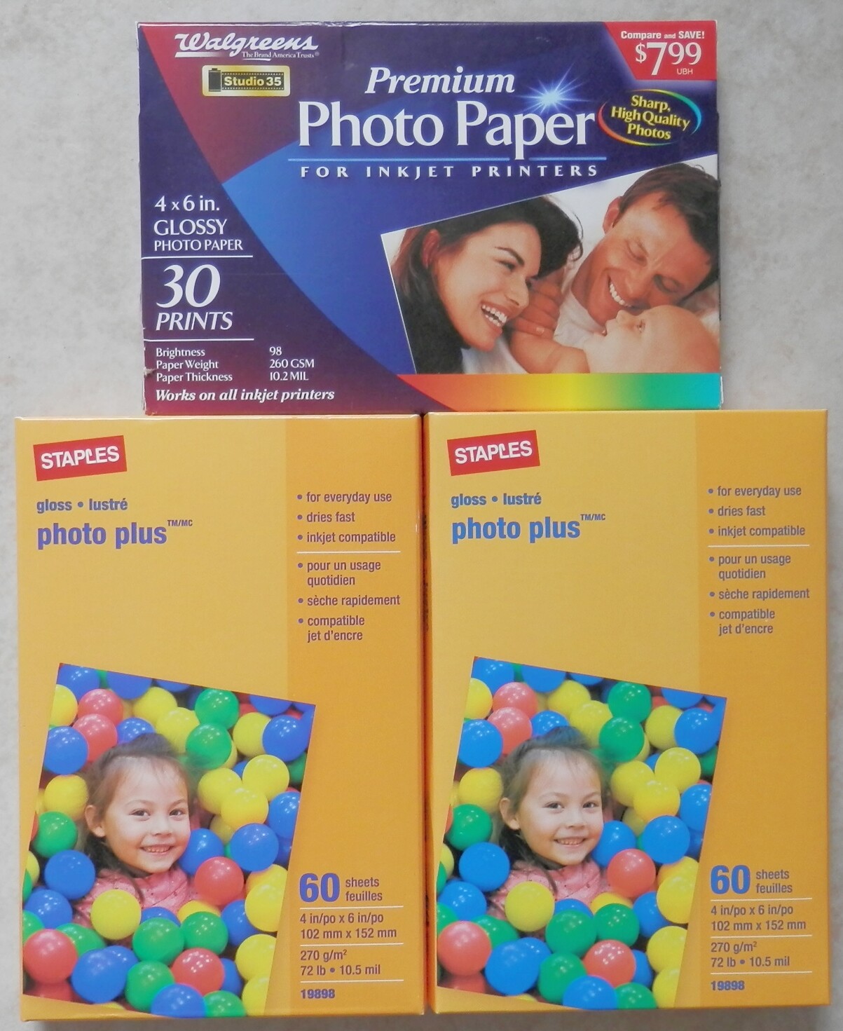 150 Staples & Walgreens Gloss Photo Paper Sheets - 4 x 6 in For Inkjet ...