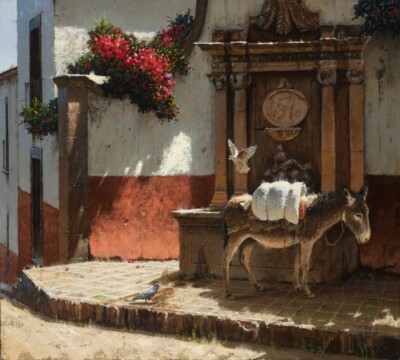 George HALLMARK " Sol Y Sombra " Giclee on Canvas Signed Burro Mexico ...