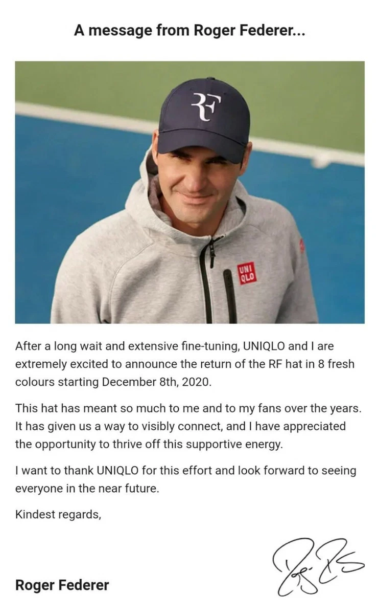 UNIQLO Launches Roger Federer's RF Cap Collection Tennis, 43% OFF