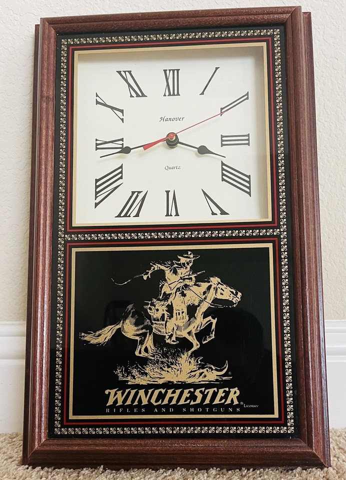 VINTAGE WINCHESTER HANOVER WALL CLOCK - RIFLE SHOTGUN HUNTING ! RARE ...