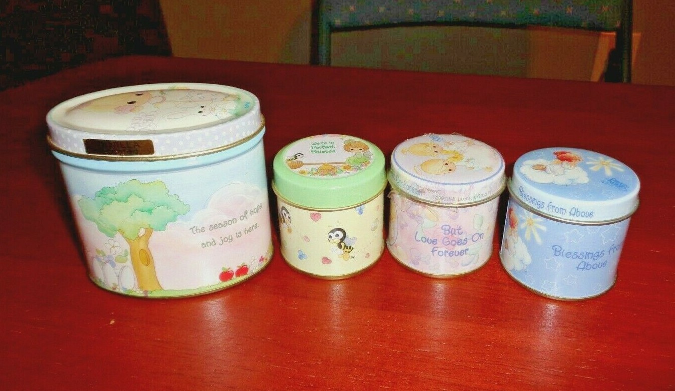 Vintage 5 Tin Boxes of Precious Moments Scented Candles with Quotes of ...