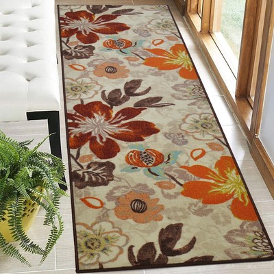 Custom Size Floral Multicolor Design Non Skid Runner Rug 26" Width | eBay