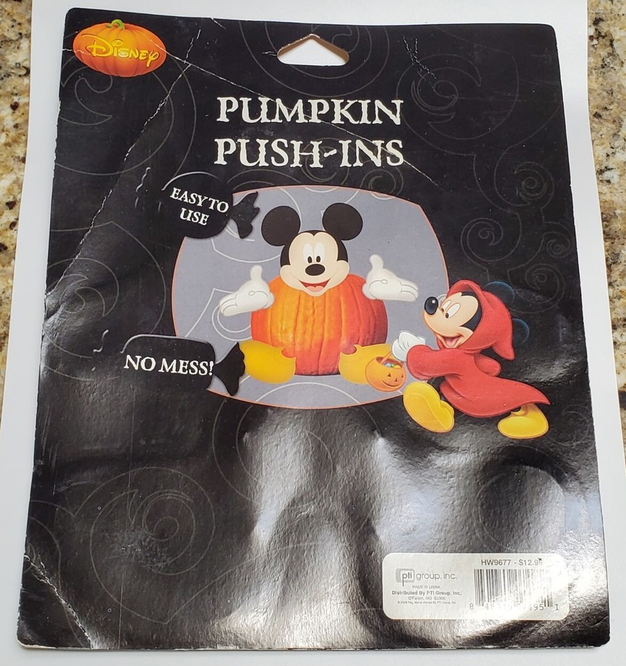 Disney Mickey Mouse Pumpkin Push-Ins Easy Halloween Holiday Decoration ...