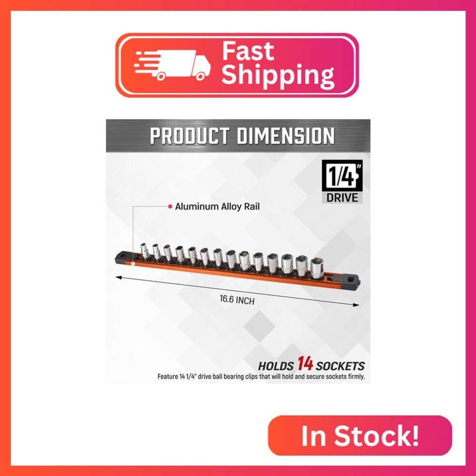 ALOANES 1/4-Inch Drive Magnetic Socket Organizer, Heavy Duty Aluminum ...