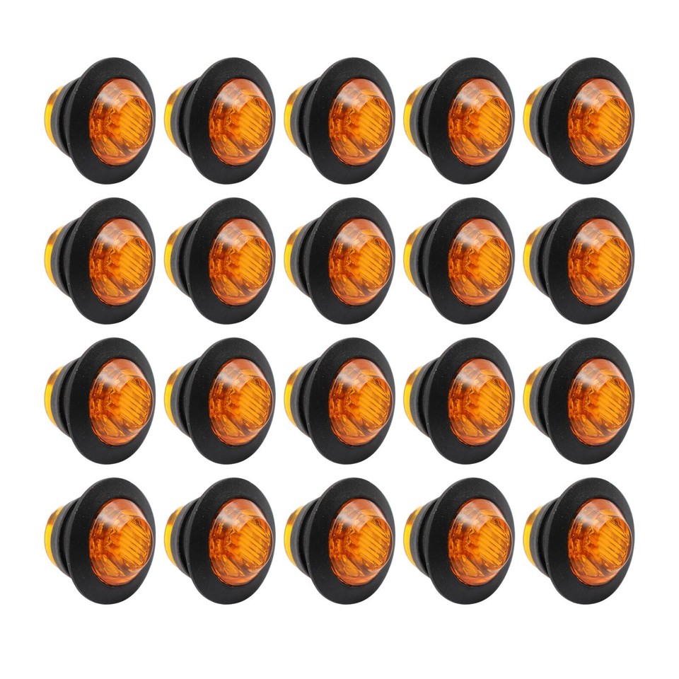 20X Amber 3/4"Round LED Bullet Clearance Side Marker Lights For Truck ...