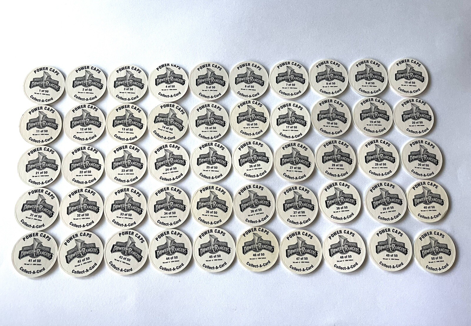 1994 SABAN Mighty Morphin Power Rangers Pogs COMPLETE SET of 50 | eBay