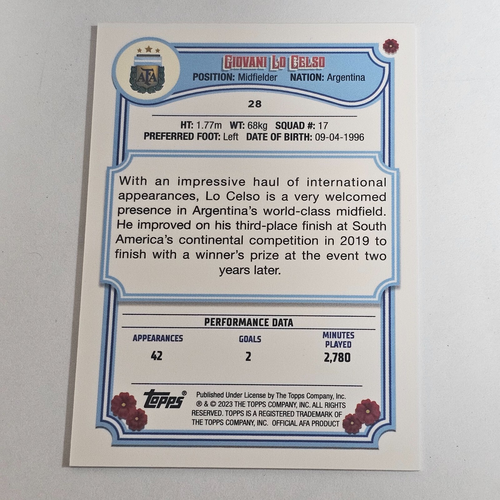 2023 TOPPS FILETEADO GIOVANI LO CELSO BASE | eBay