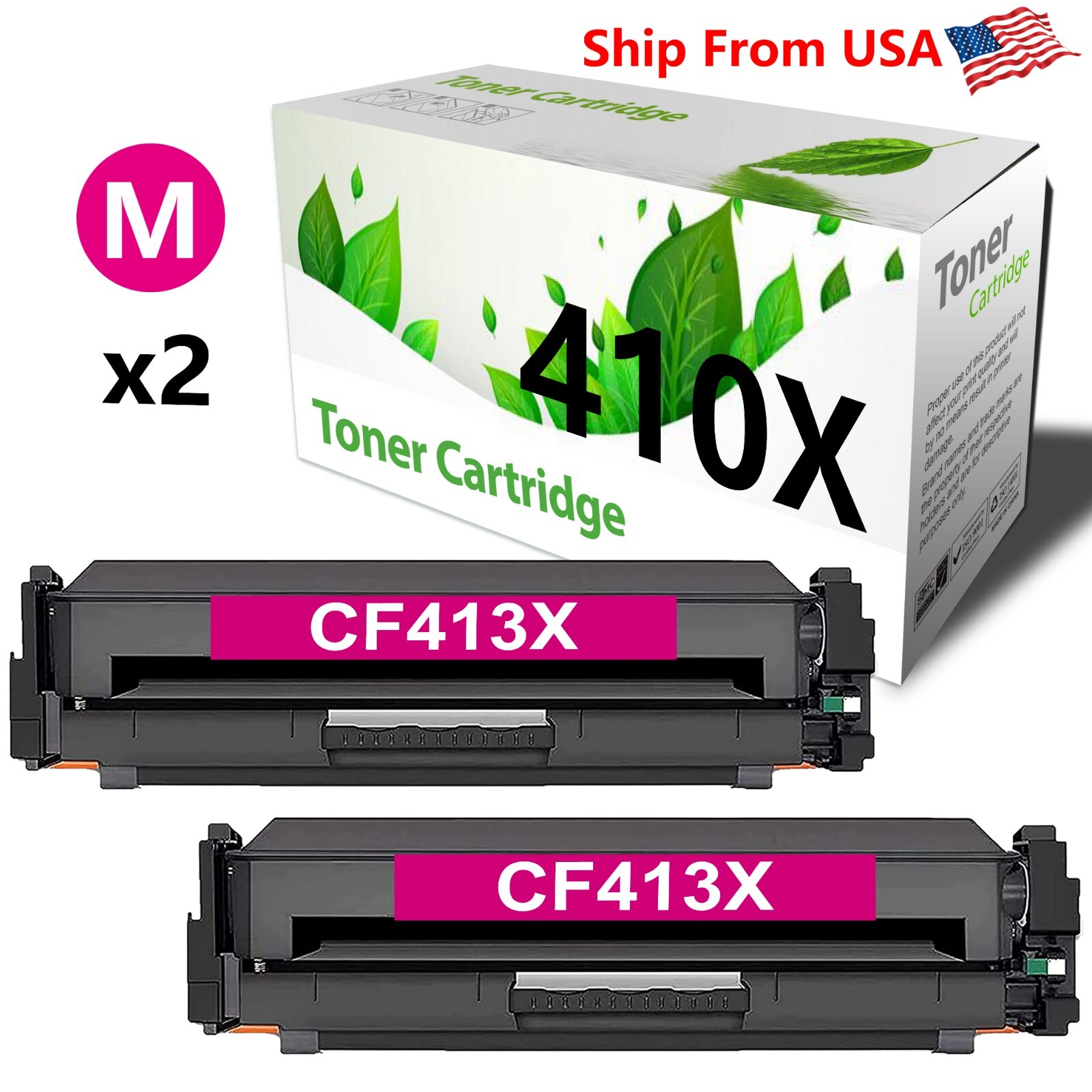 (2-Pack,Magenta) CF413X 410X Toner Cartridge for M452dn M377dw Printer ...
