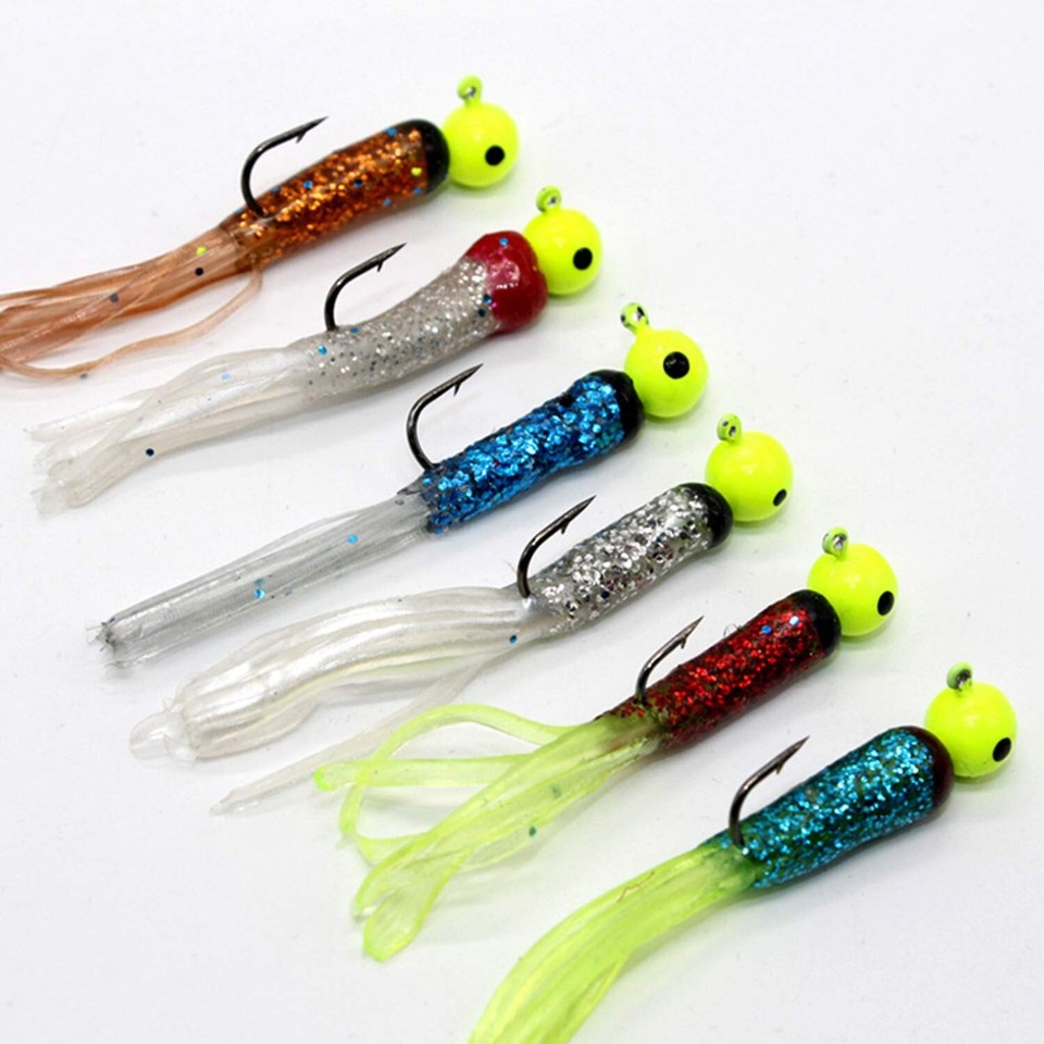 Multi Color Soft Tube Bass Baits Fishing Lures Kit & Jig Heads Moving ...